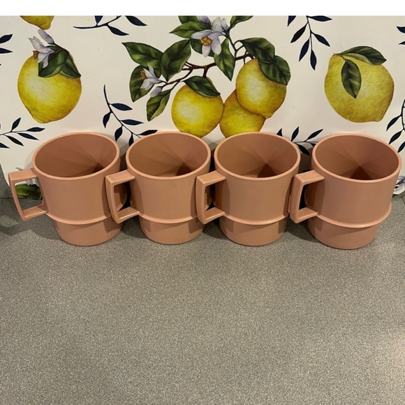 Tupperware | Dining | Vintage Pink Tupperware Stackable Mugs | Poshmark